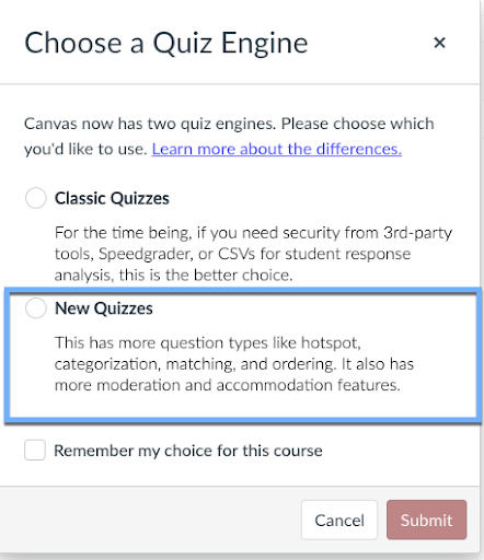 IT Knowledge - Create a Quiz in Canvas with New Quizzes - IT Service Portal